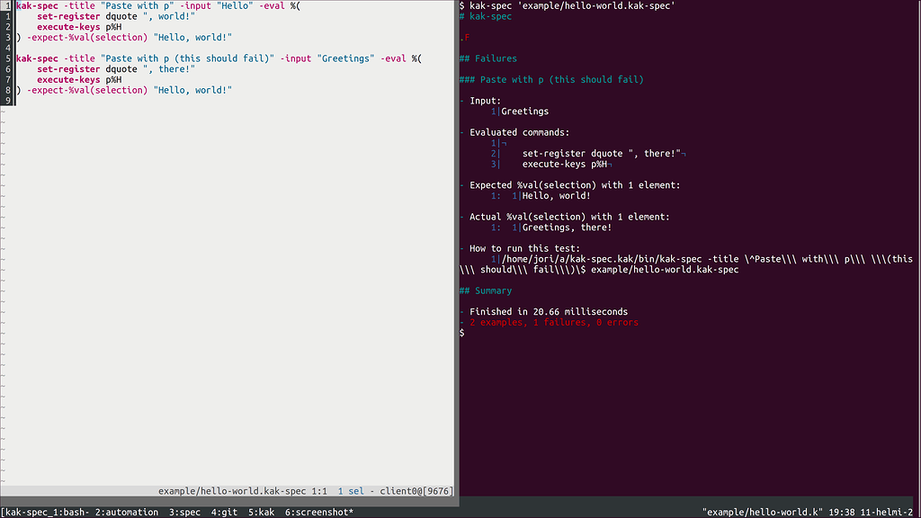 Kak-spec - Unit testing for Kakoune scripts! - Plugins - Kakoune ...