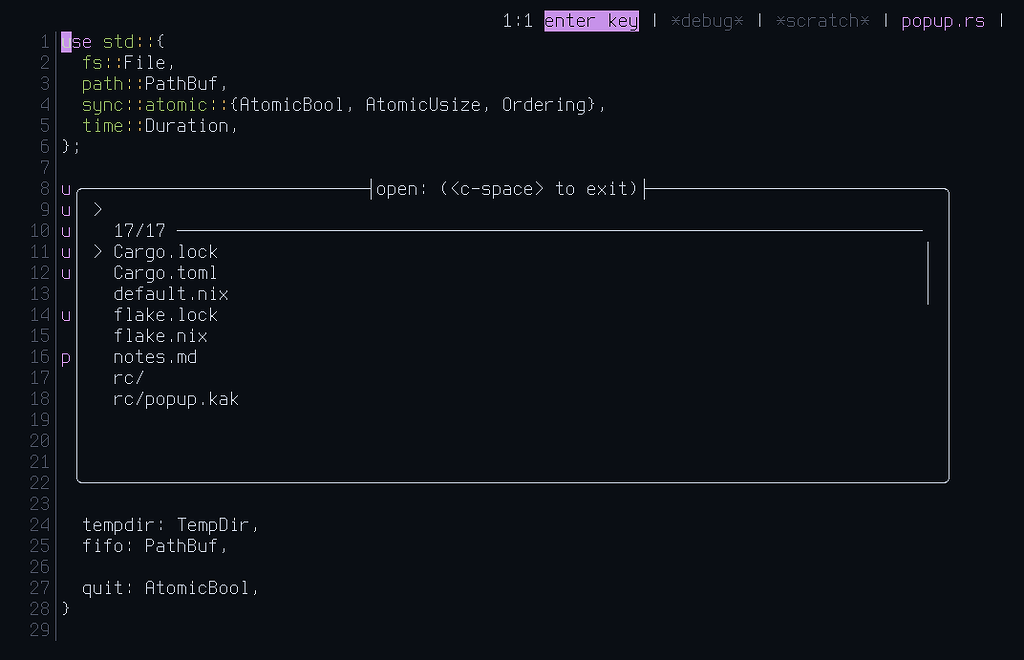 Popup.kak -- run shells and programs within a kakoune client info modal ...